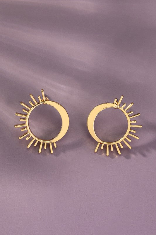 Half Sun Half Moon Stud Hoop Earring – Libby Story