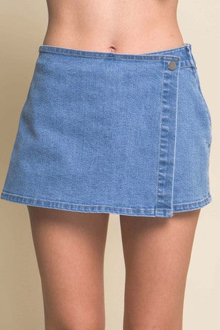 Denim Snap-On Button Skort – Libby Story
