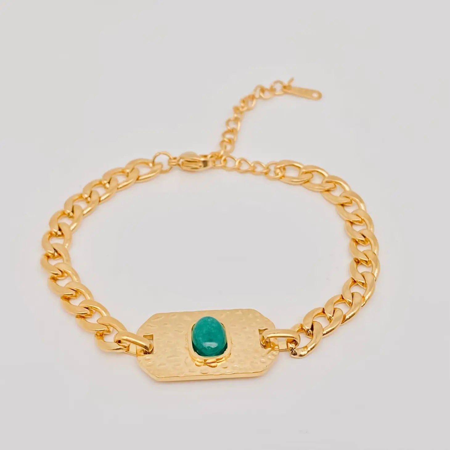 Green Stone Cuban Chain Bracelet – Libby Story