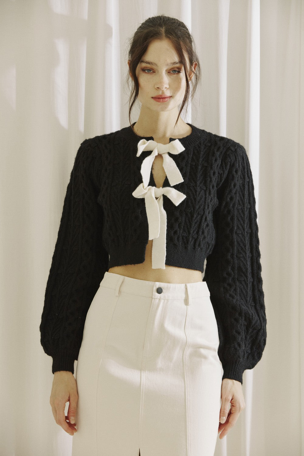 Monochromatic Cable Knit Cardigan – Libby Story