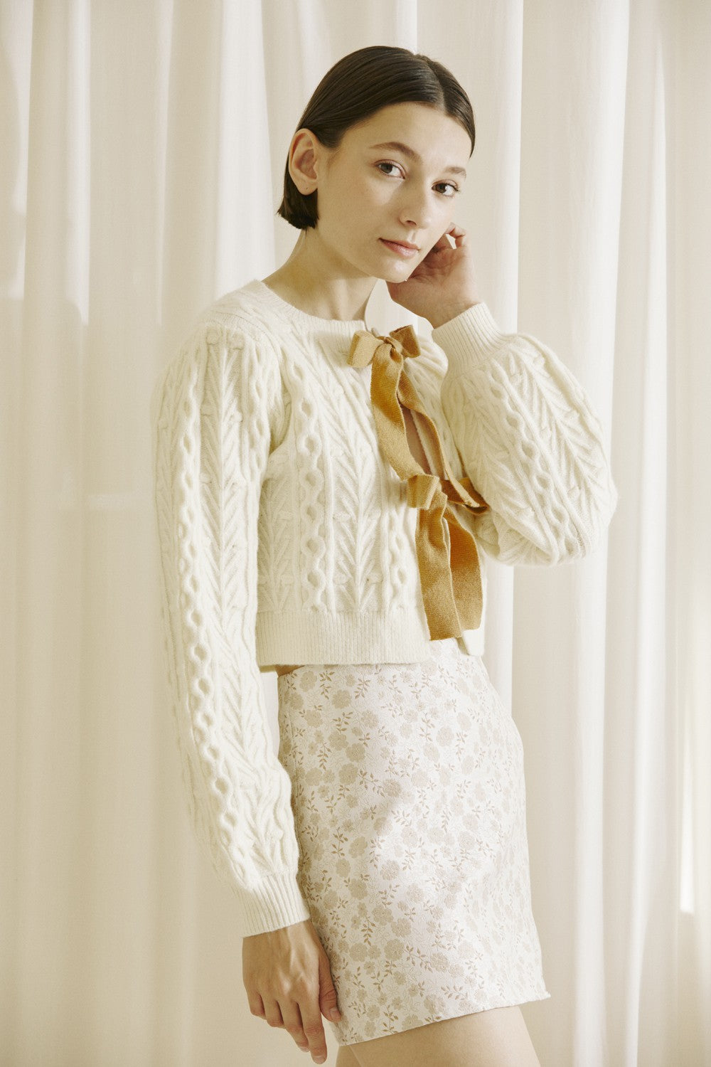 Monochromatic Cable Knit Cardigan – Libby Story