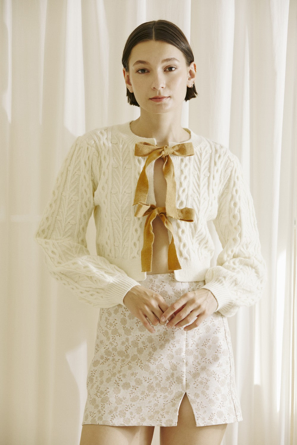 Monochromatic Cable Knit Cardigan – Libby Story