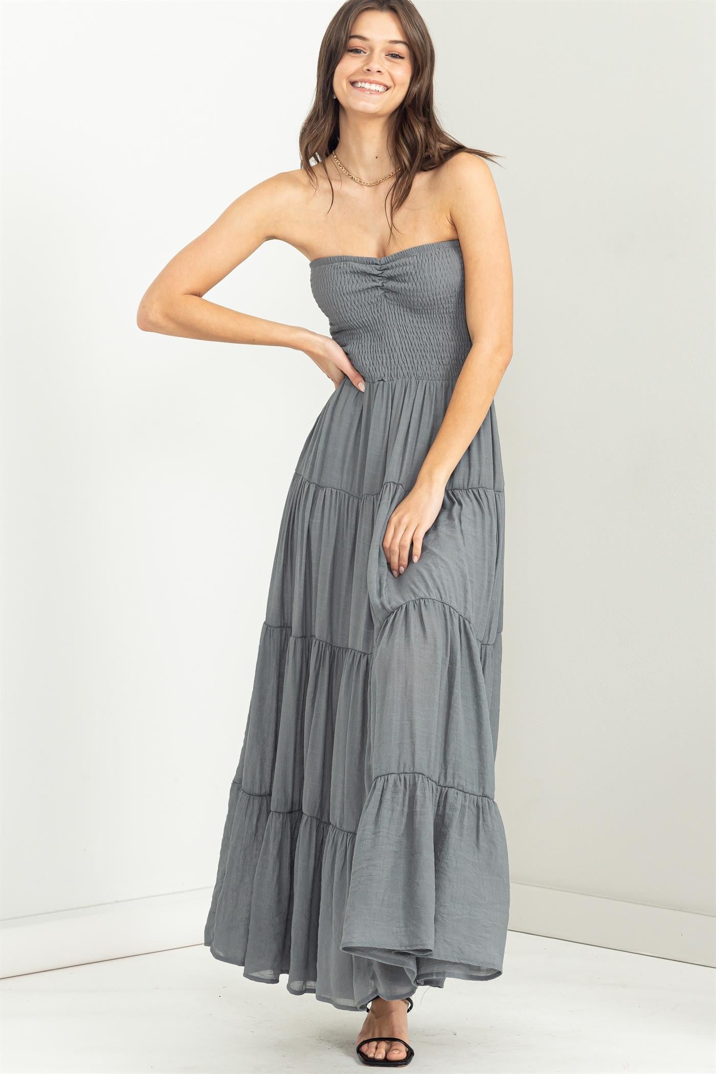 Pretty Please Strapless Midi Dress – Libby Story