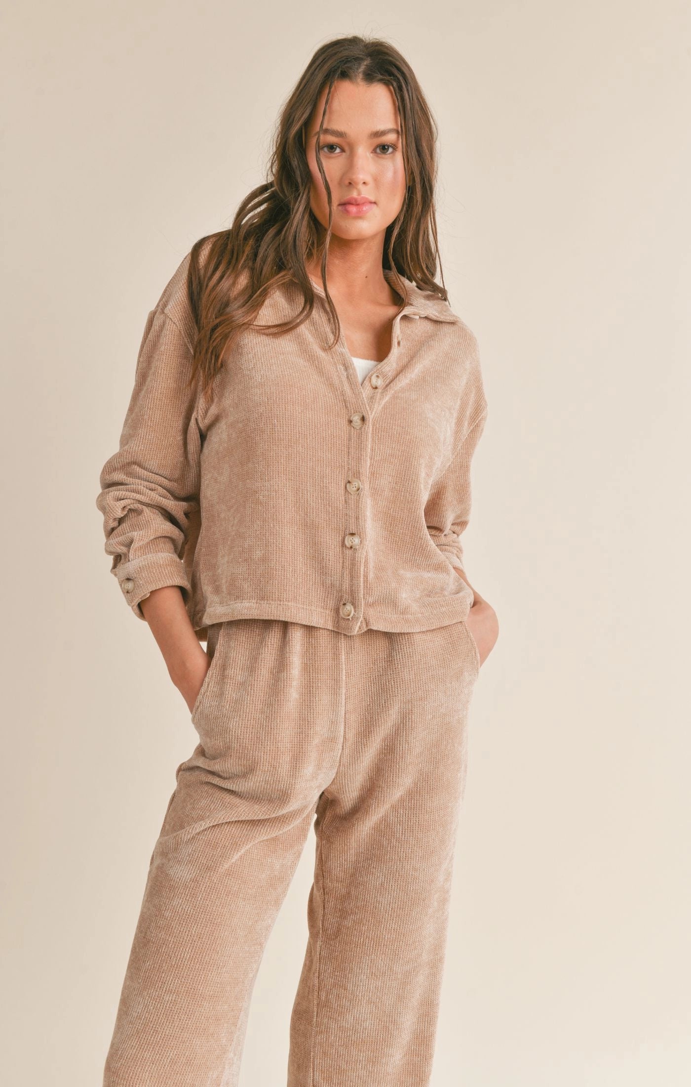 Sadie & Sage Graham Cracker Soft Button Down Top – Libby Story