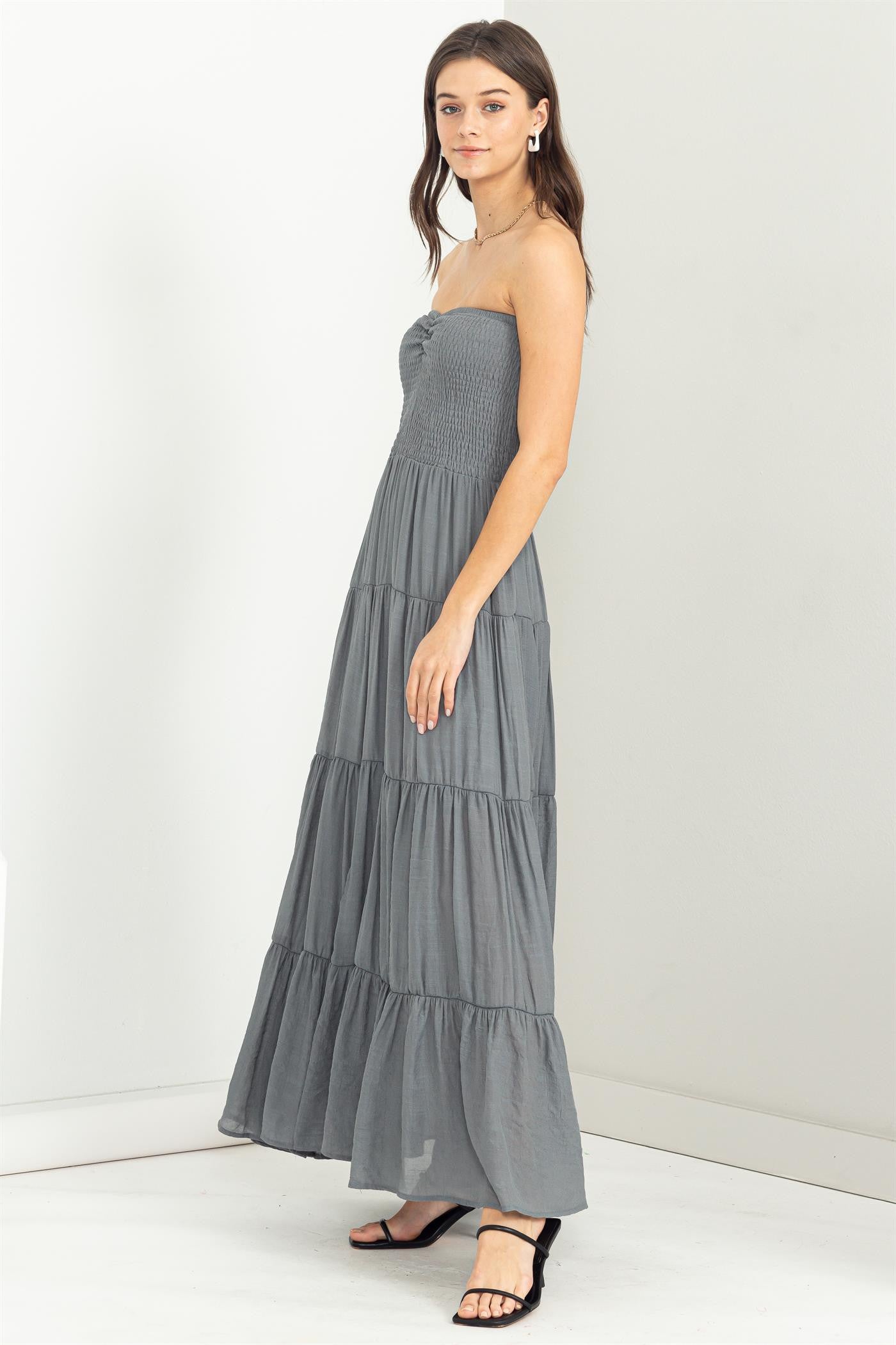 Pretty Please Strapless Midi Dress – Libby Story