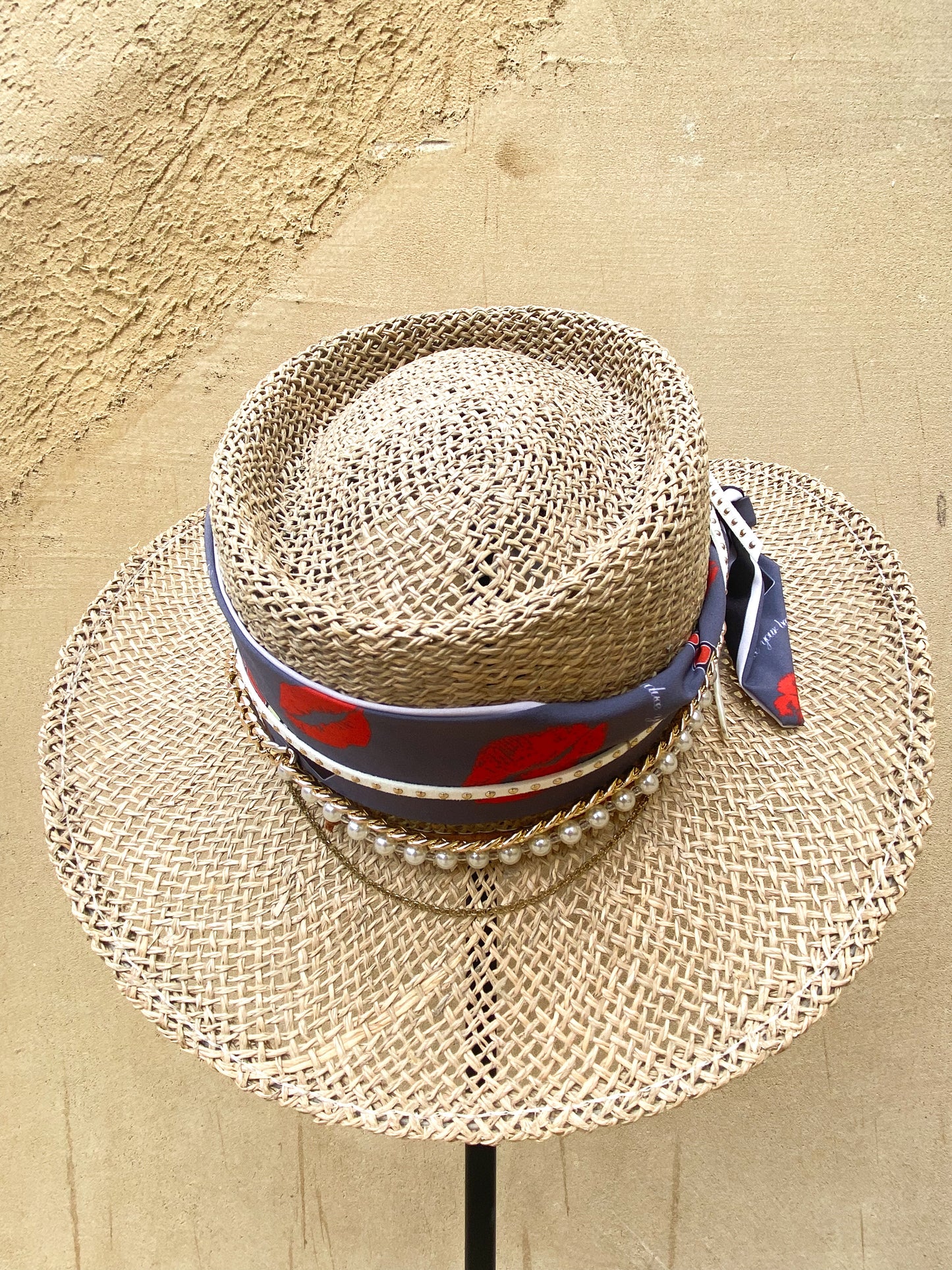 LS Upcycled Kisses Scarf Straw Hat – Libby Story
