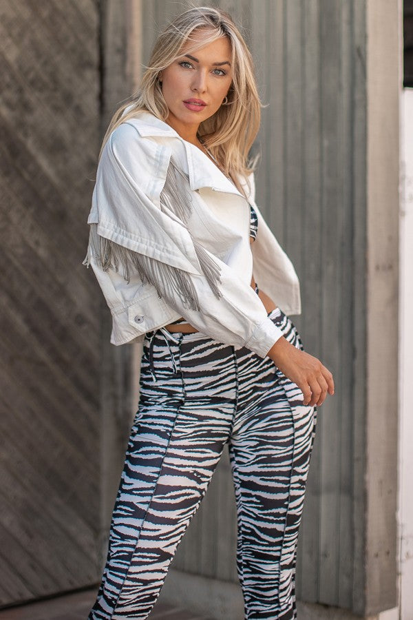 Flashback Denim Crop Chain Fringe Jacket – Libby Story