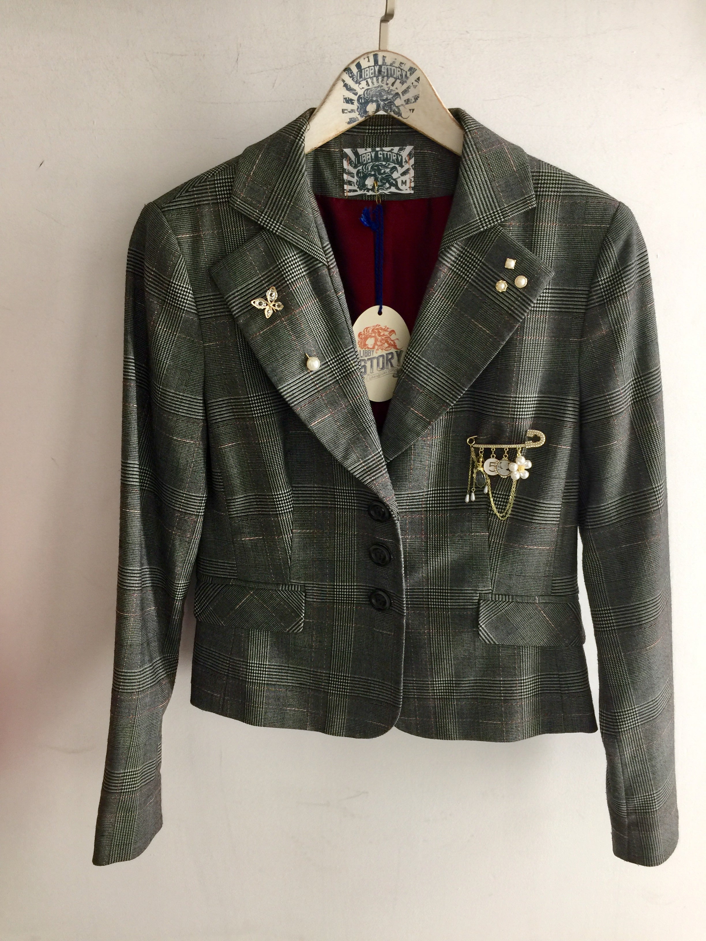 Libby Story Upcycled Vintage Pins & Pearls Jacket